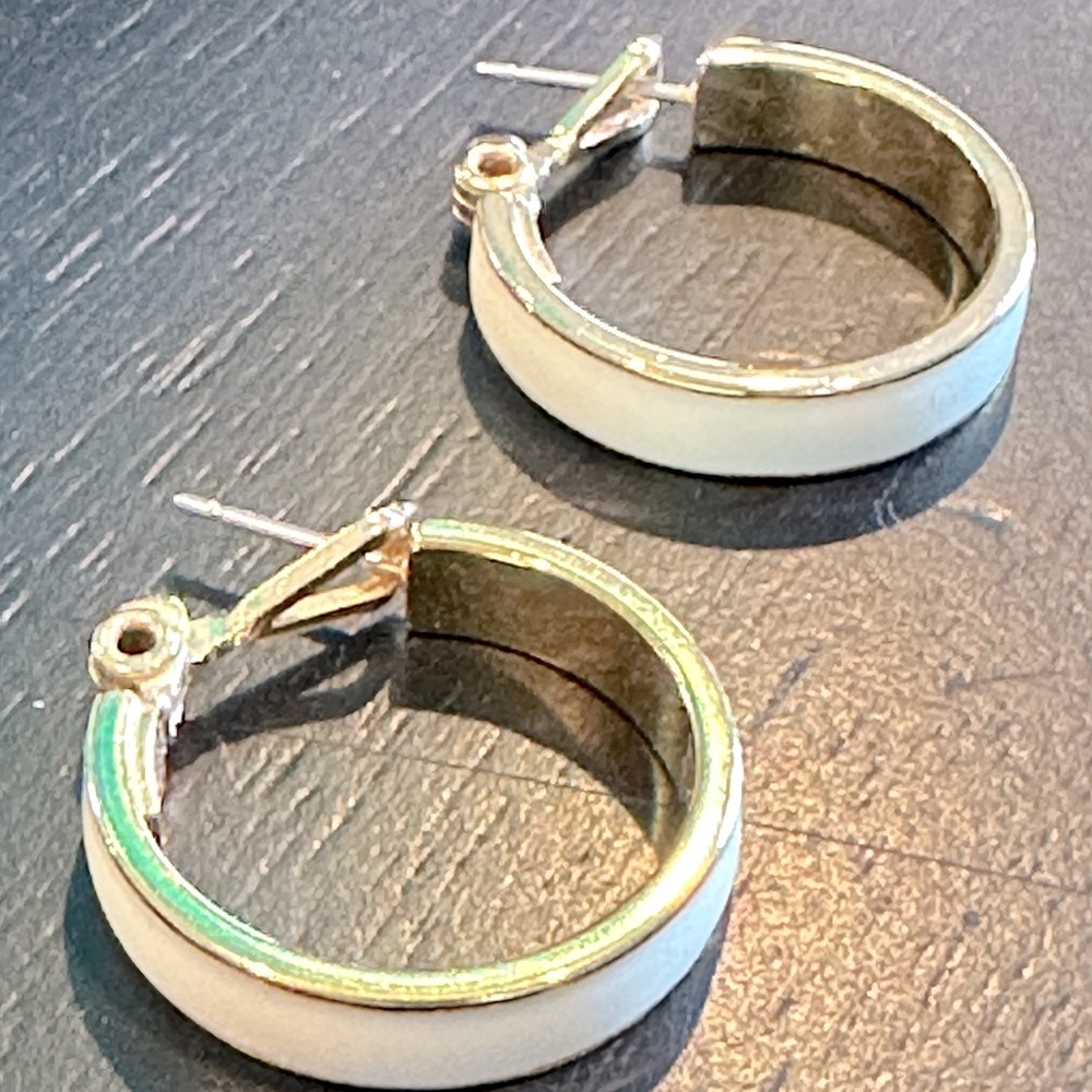 Monet 1960’s Enamel Hoop Earrings - Gem